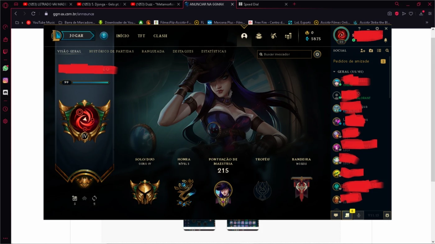 Conta De Lol (Da Pra Trocar Email Skins Emojes E Etc - League Of ...