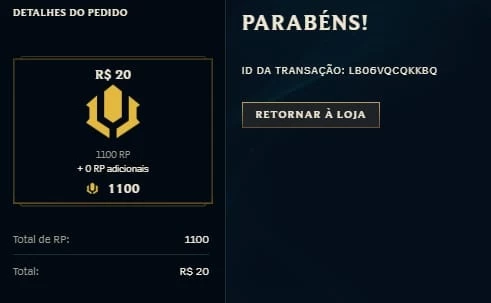 Código Rp De 20R$ (1100) Por 15 Reais. - League Of Legends Lol - DFG