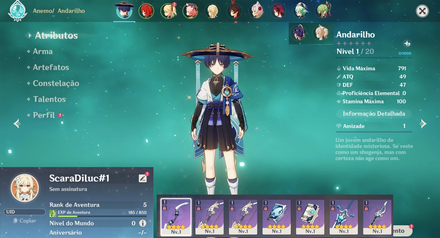 Contas Genshin Impact Ar 5 Com Scaramouche E Diluc - DFG