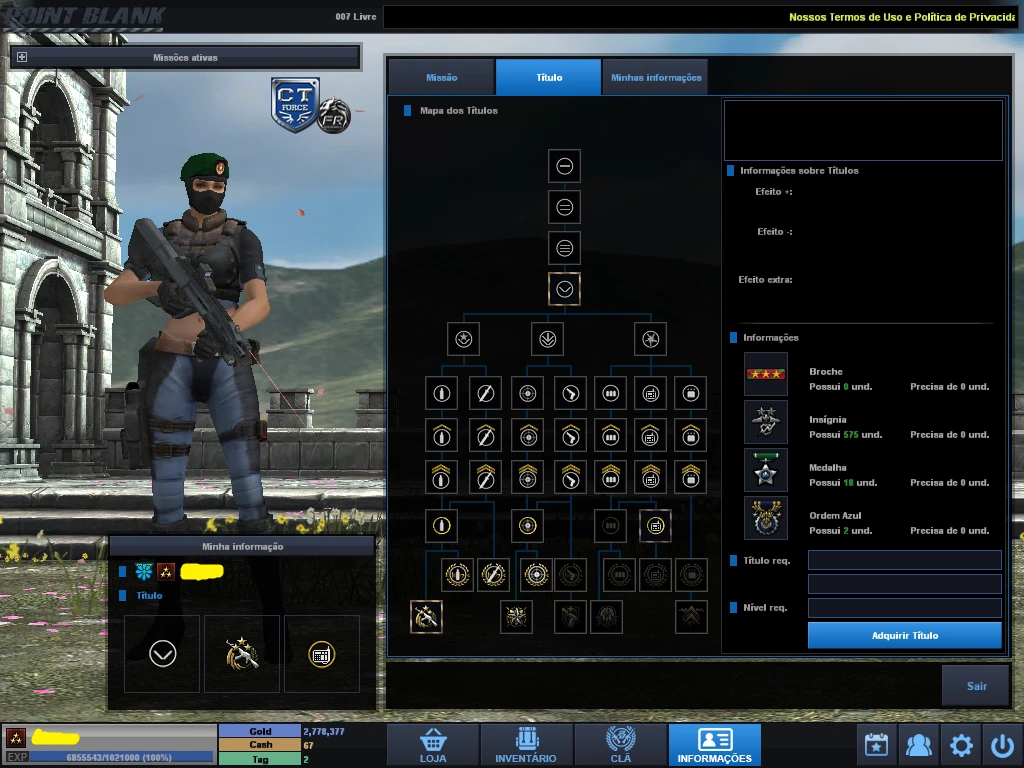 Conta Point Blank General De Exército + Clã C/ Emblema Raro Pb - DFG