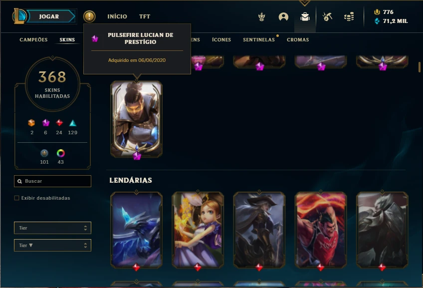 Conta Unranked Com Todos Os Champs E 368 Skins + Urfwick - League Of Legends Lol - DFG