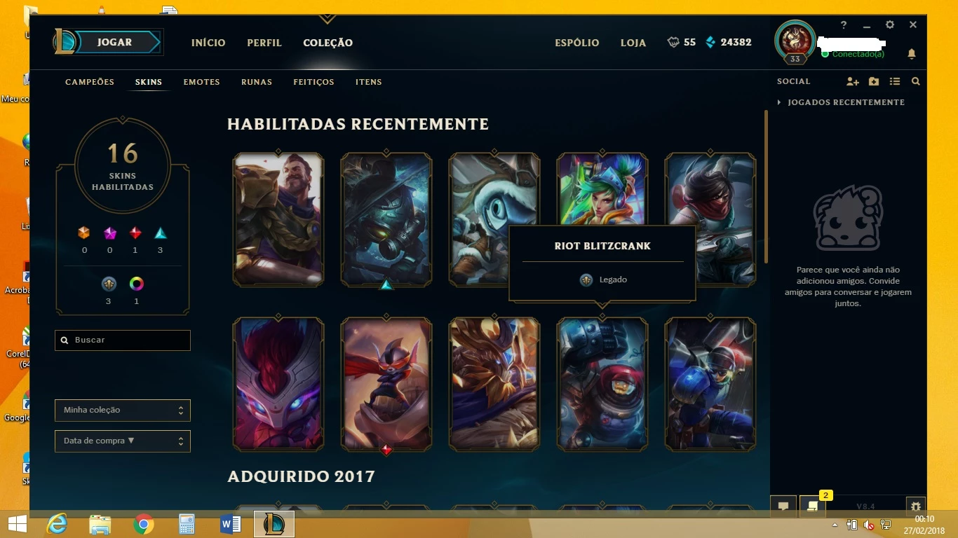 Conta Lol Prata 2 / S6 E S7 / Lindas Skins - League Of Legends - DFG