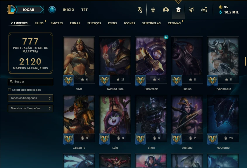 Mestre Com Todos Os Champs E 191 Skins + 51 Maestrias 7 - League Of ...