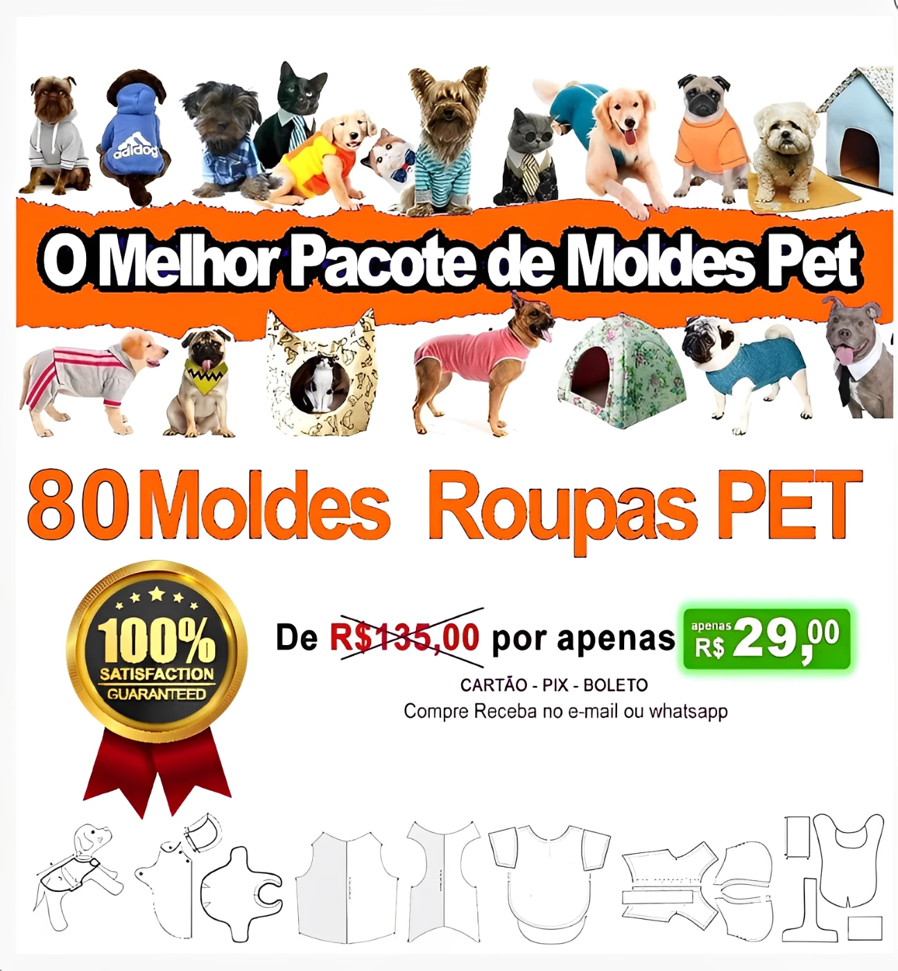 Kit 80 Moldes Roupas Pet Cães E Gatos + Modelagem Cirúrgica - Serviços ...