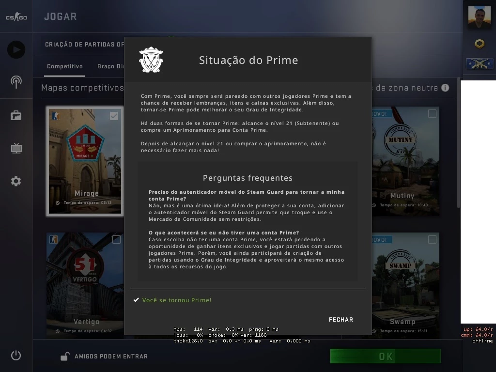 Conta Ak Cruzada - 700 Horas - Prime - Inventário Bom - Counter Strike ...