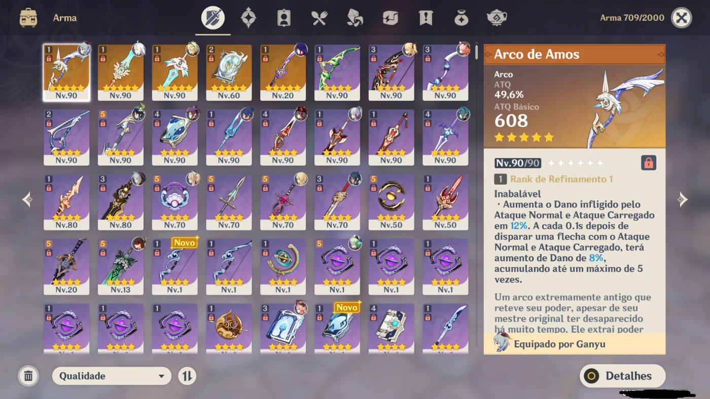 Ar57 - Raiden C1 + Arma Dela ( 11 Personages 5* ) 5 Armas 5* - Genshin ...