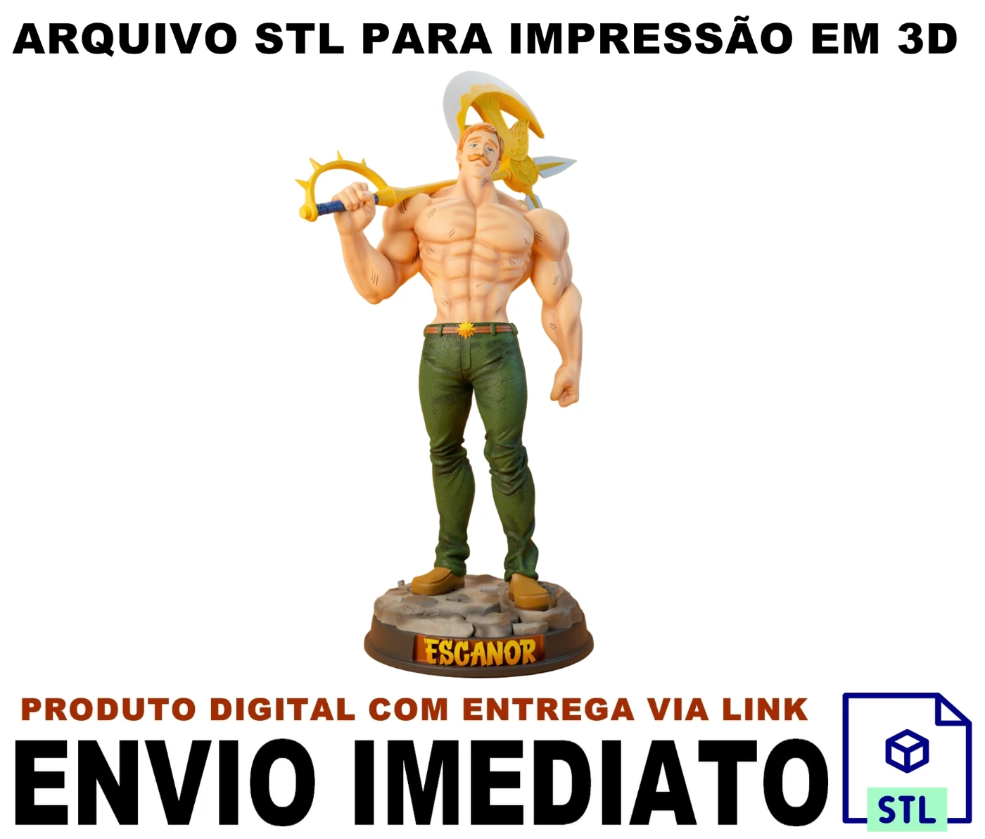 Stl Para Impressão 3D - Escanor Anime Nanatsu No Taizai - Serviços ...