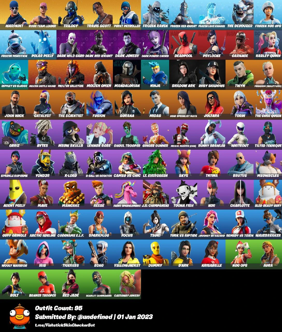 Conta Minty, Stw Fundador, Travis, John Wick - Fortnite - DFG