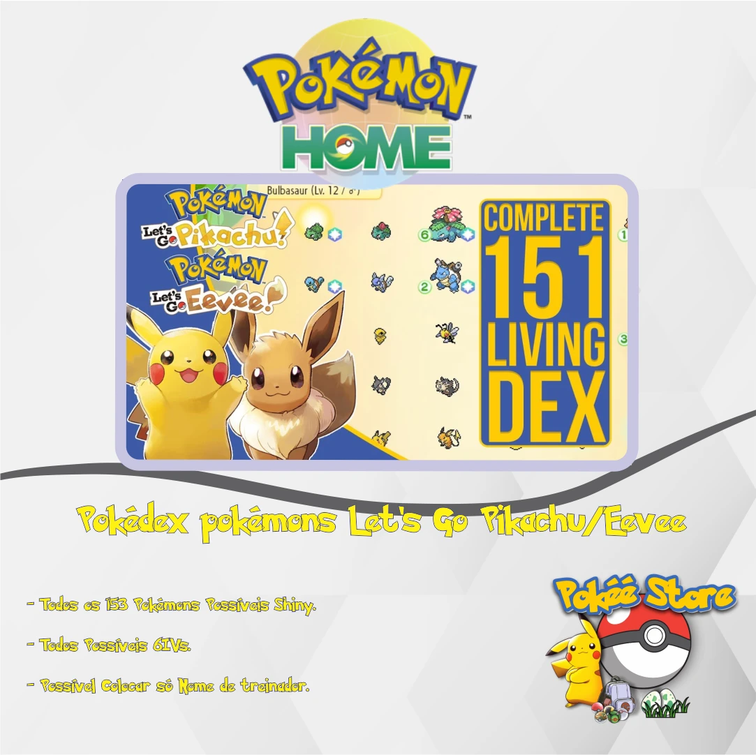 153 Pokémons Para O Pokémon Home - Let's Go Pikachu/Eevee - Outros - DFG