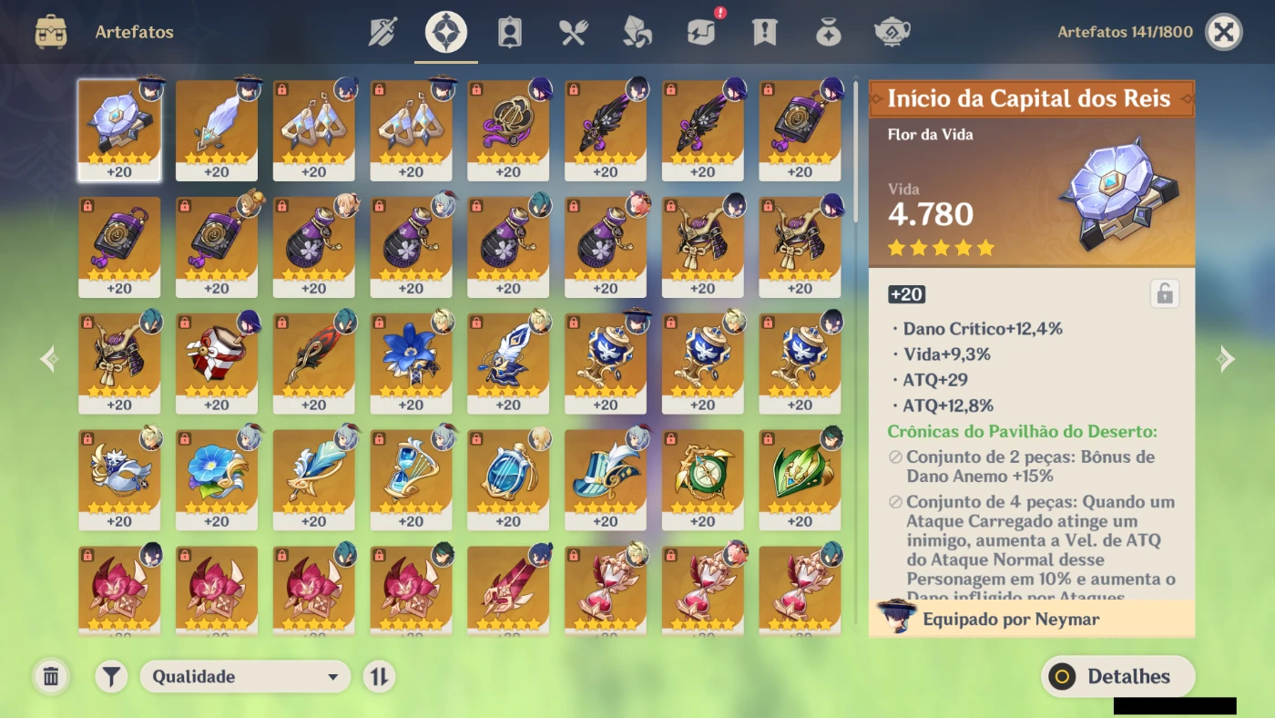 Genshin Impact - Ar56 , 12 Personagens T5 E 3 Armas T5 - DFG