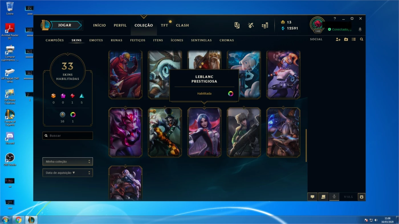 Conta De Lol Mestre Com Emote Zed Challenger - League Of Legends - DFG