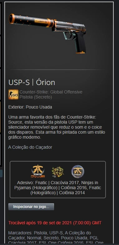 Usp - Orion Com 200$ Em Adesivos - Counter Strike Cs - DFG