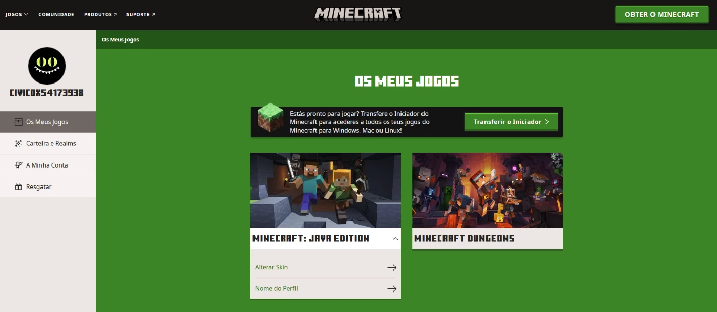 Conta Minecraft Full Acesso - DFG