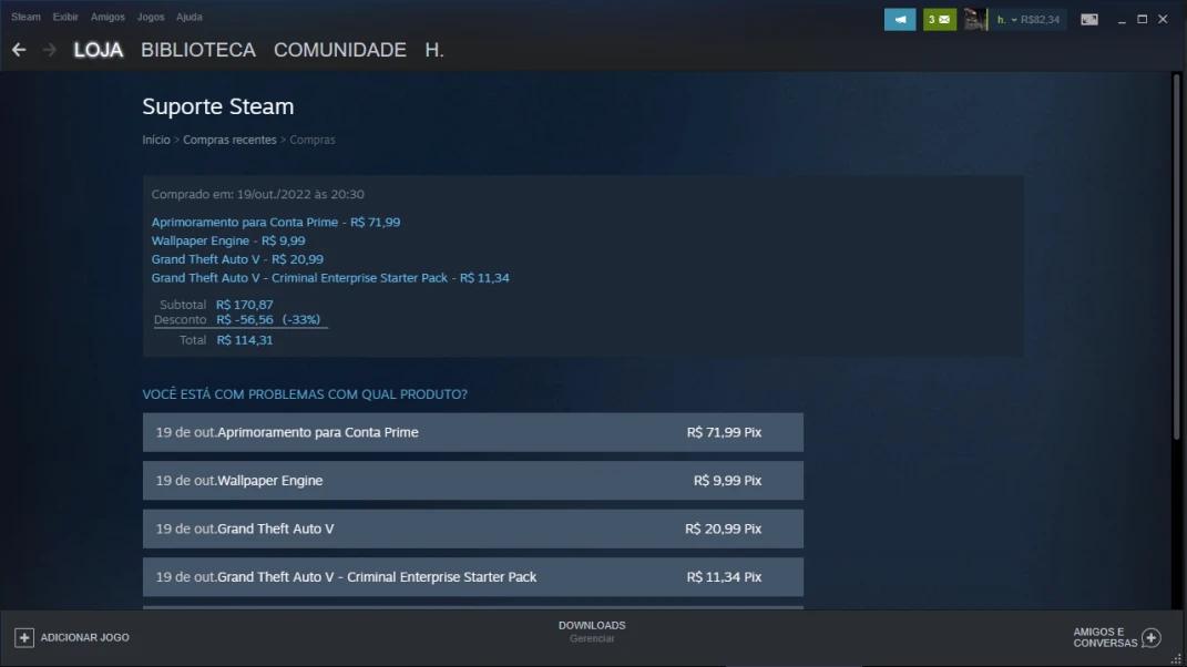 Conta Csgo Prime Com 82 Reais De Saldo Steam ! Com Gta V - DFG
