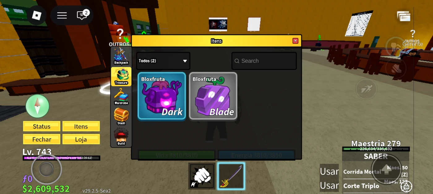 Conta Blox Fruits Second Sea - Roblox - DFG