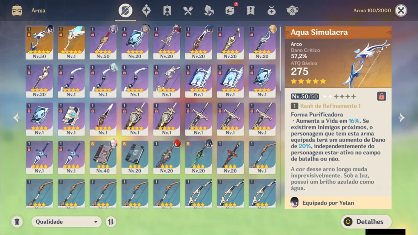 Genshin Impact - Ar45 , 5 Personagens T5 E 2 Armas T5 + Bis - DFG