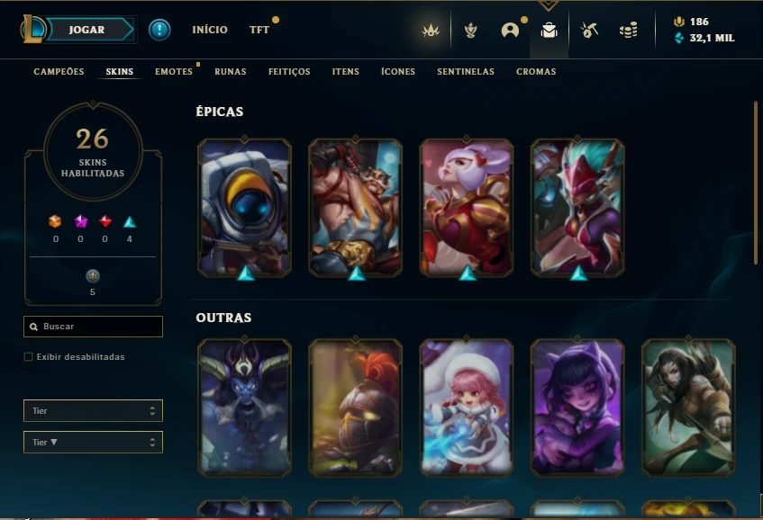 Conta Unranked 100 Champs E 26 Skin + 3 Raras + Icones Raros - League ...
