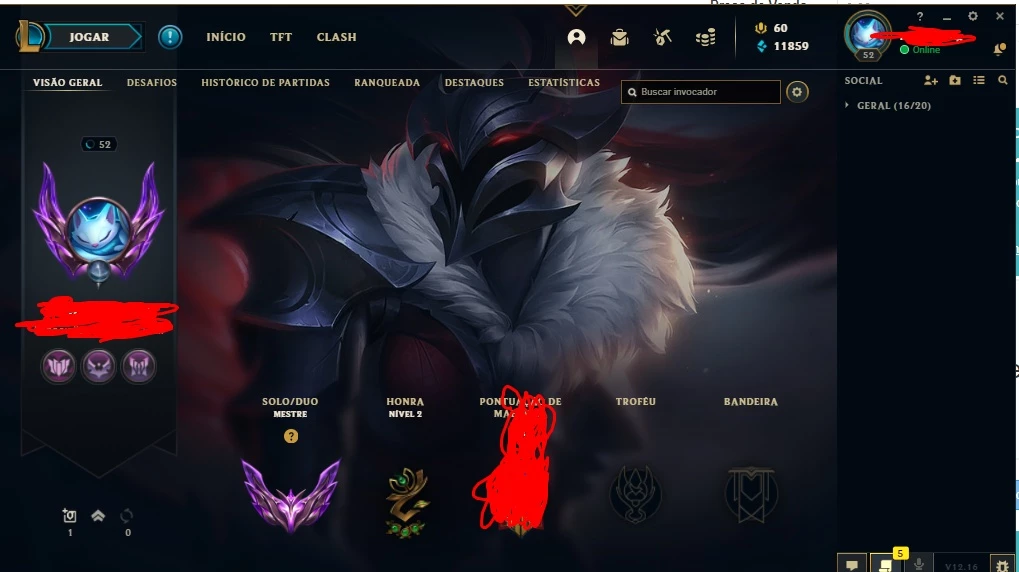 Conta Mestre Lol Mono Adc Queue Gm/Chall - League Of Legends - DFG