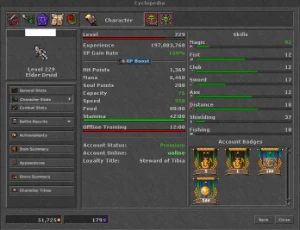 Elder Druid 229 - Ml 85 Na Barra - Mundo Talera - Tibia - DFG