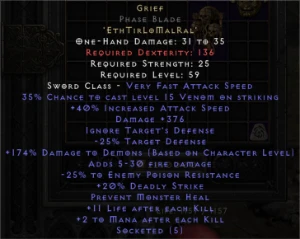 Grief Phase Blade - Diablo 2 Resurrected Itens - Blizzard - DFG