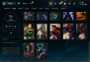 Conta Unranked 100 Champs E 26 Skin + 3 Raras + Icones Raros - League ...
