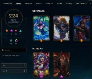Conta / League Of Legends / 224 Skins / Level 225+ Lol - DFG
